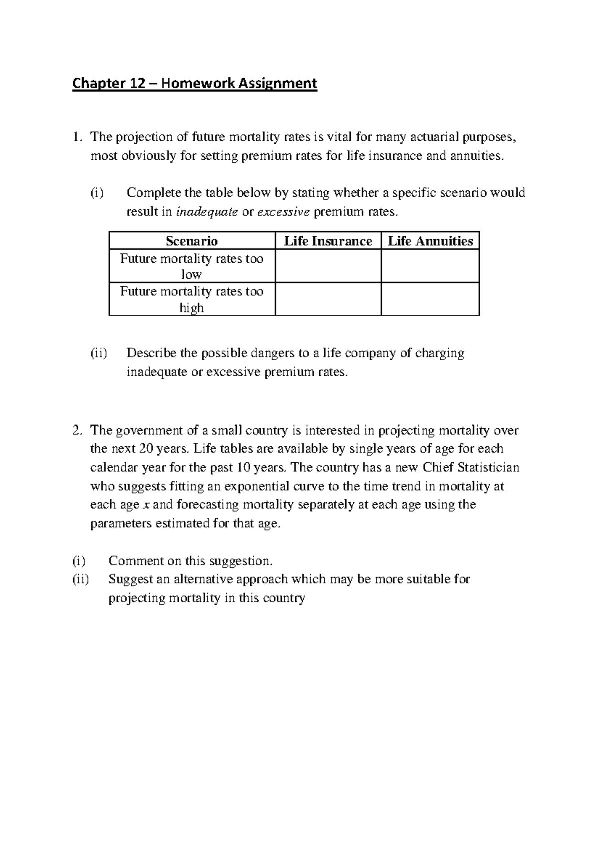 Chapter 12 - Homework Assignment - Chapter 12 – Homework Assignment The ...