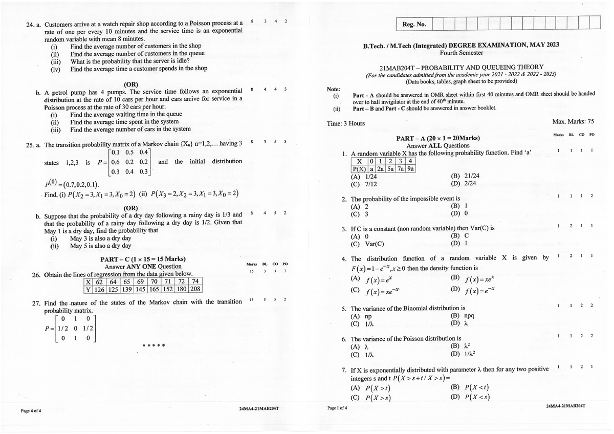 Introduction to Advanced Mathematics for Engineers - 21MAB204T - Studocu