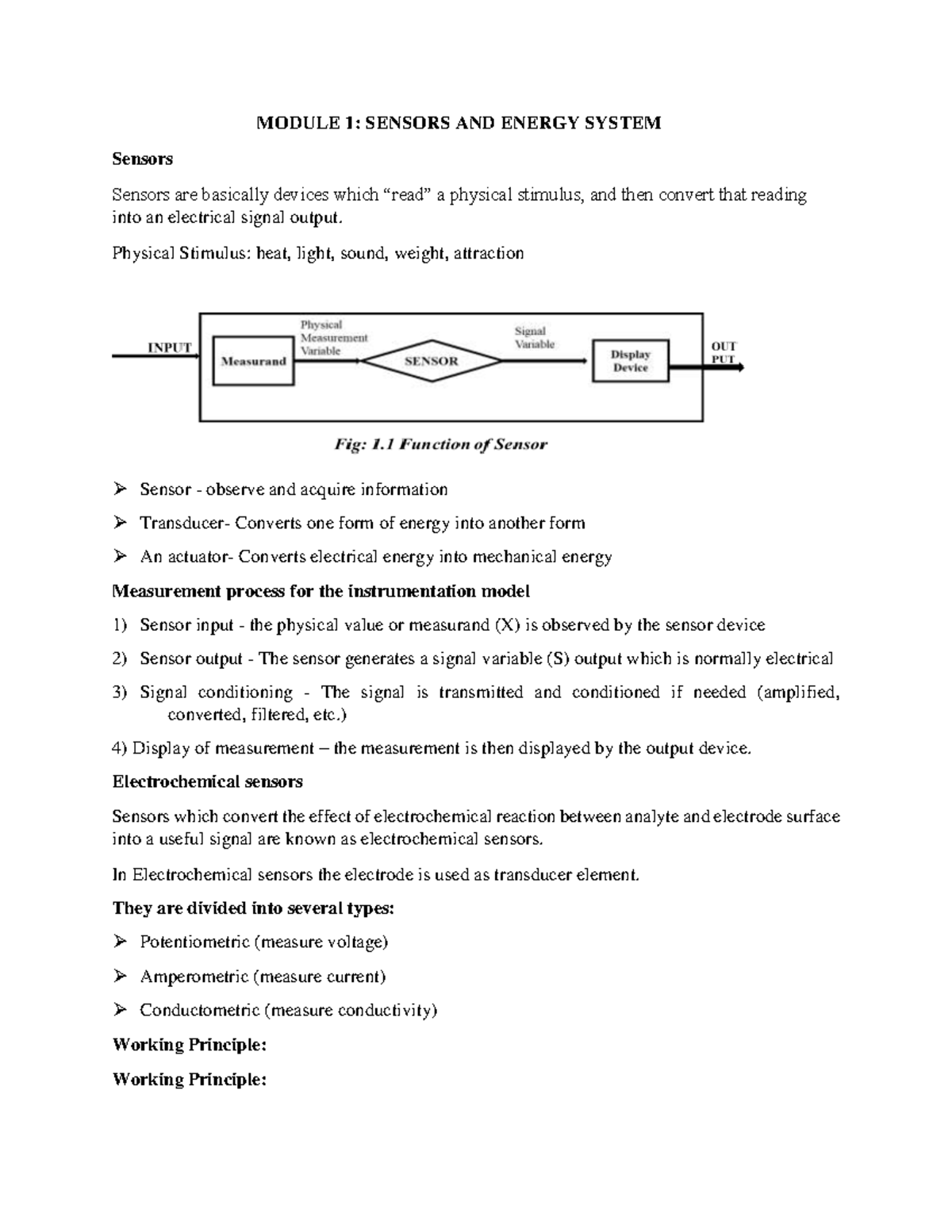 Chemistry Notes: Sensors & Energy Systems (CHEM 101) - Studocu
