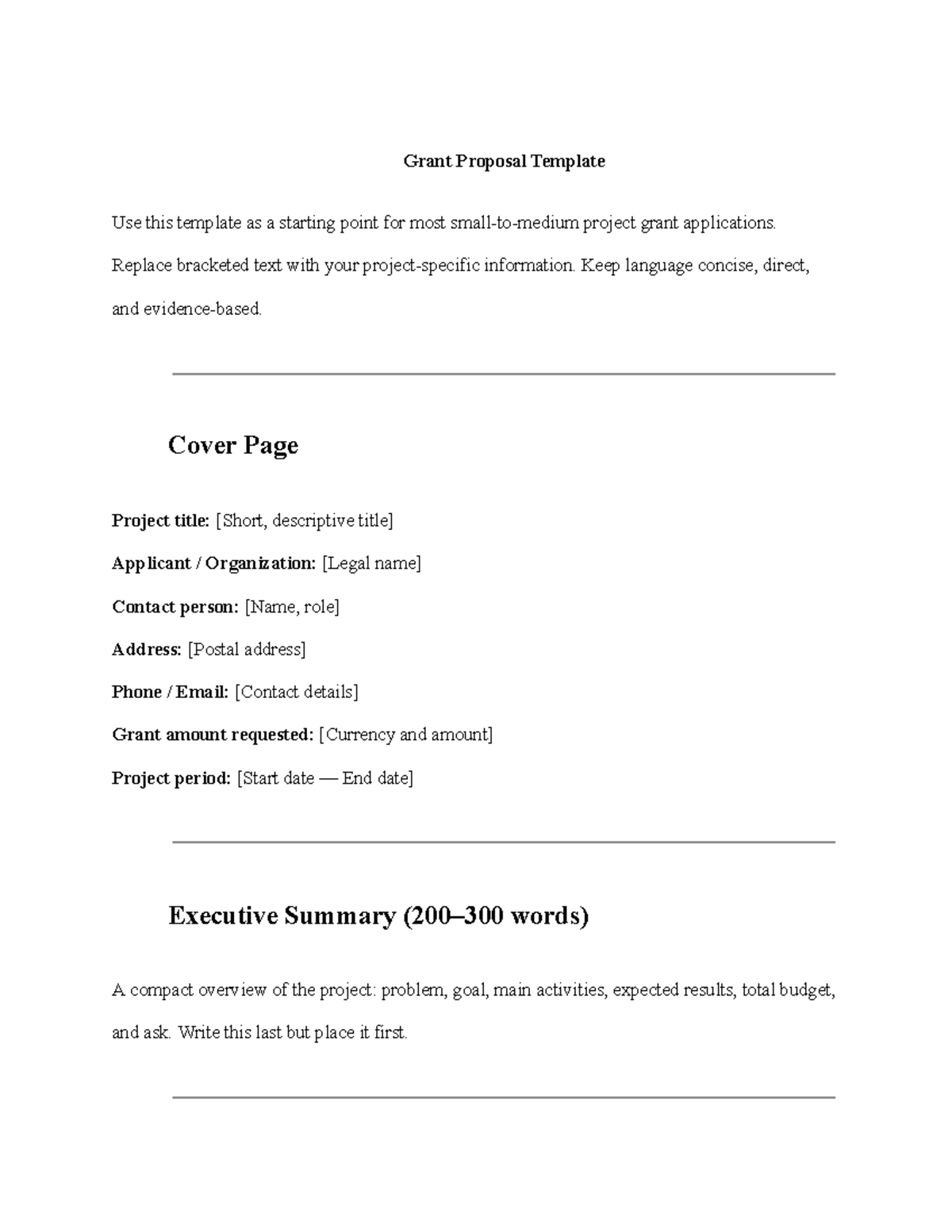 Grant Proposal Template: A Comprehensive Guide for Project Applications ...