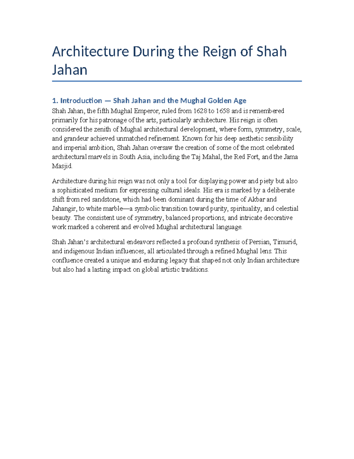 Shah Jahan Architecture 20 Pages - Architecture During the Reign of ...