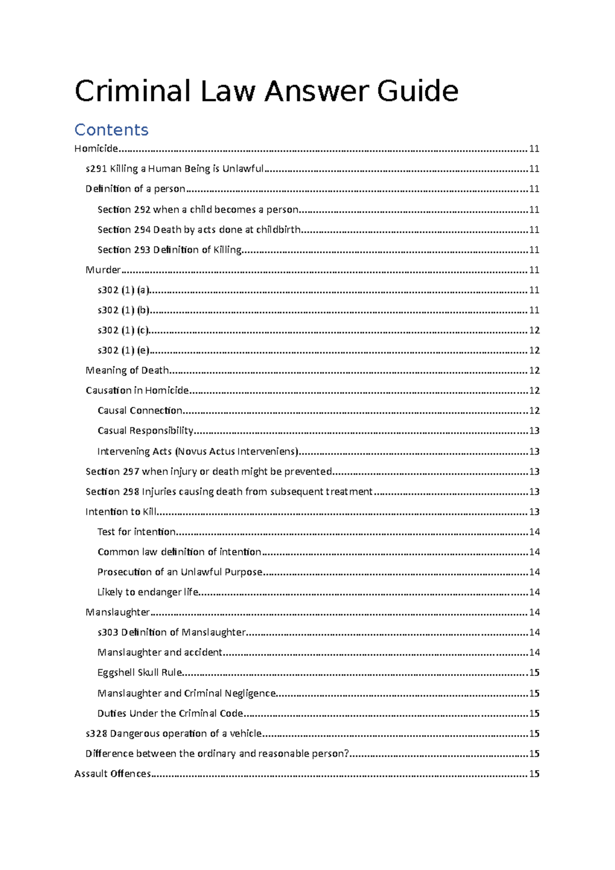 Criminal Law Answer Guide - 2021 - Criminal Law Answer Guide - Studocu