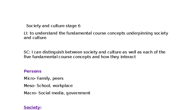 Society and Culture Stage 6: Understanding Key Concepts and Research ...