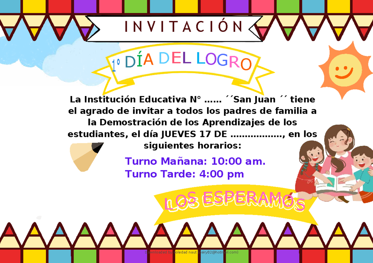 Invitacion - invitación día del logro - Comunicacion Y Lenguaje - L I N ...