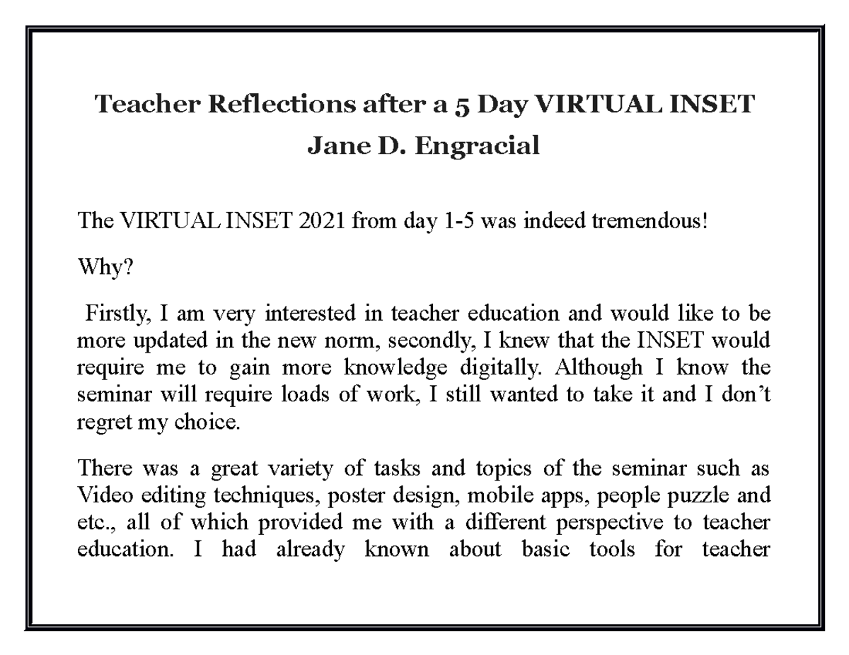 Reflections on VIRTUAL INSET 2021: Insights from 5 Days of Learning ...