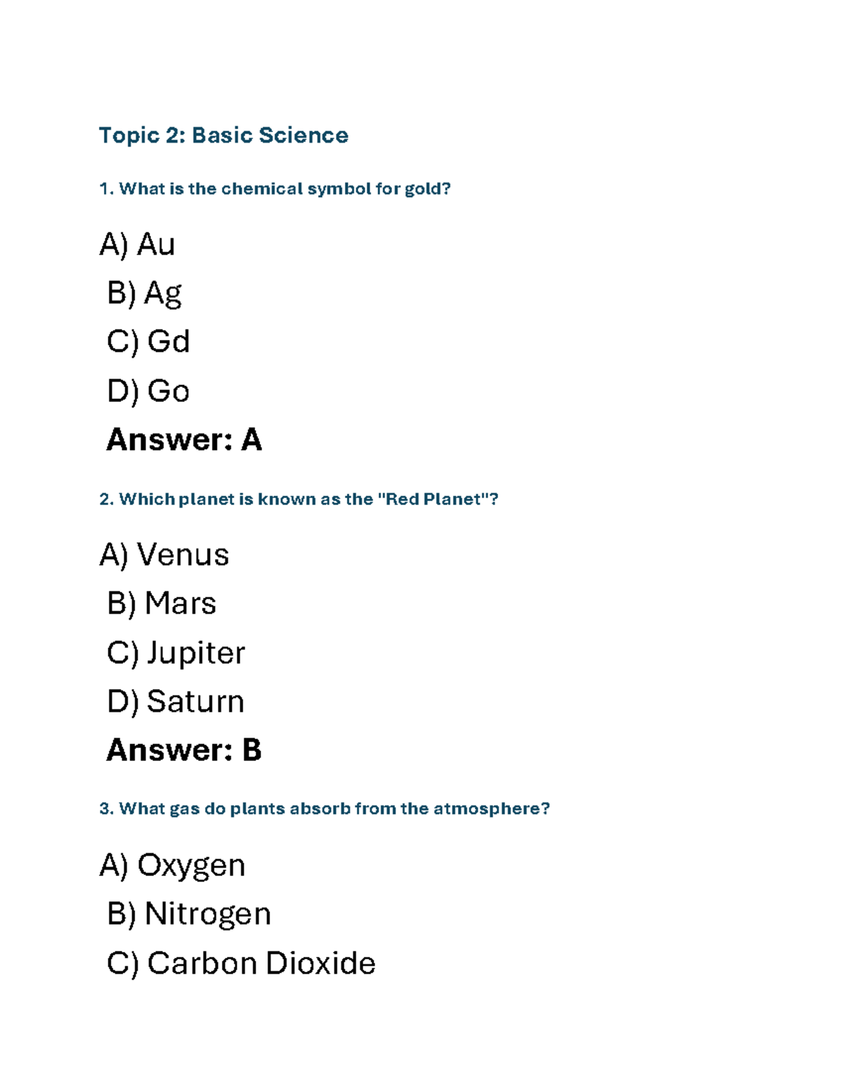 Basic Science 1 Quiz: Key Concepts and Questions - Studocu