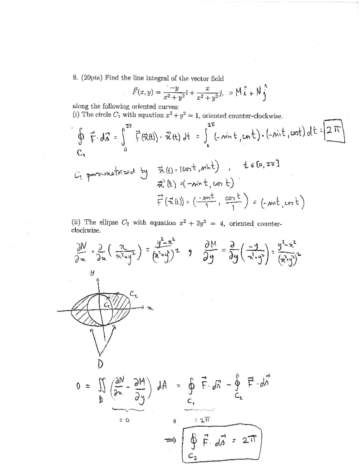 MIT 18.022F10 Final Exam: Line Integral of Vector Field F(x,y) - Studocu