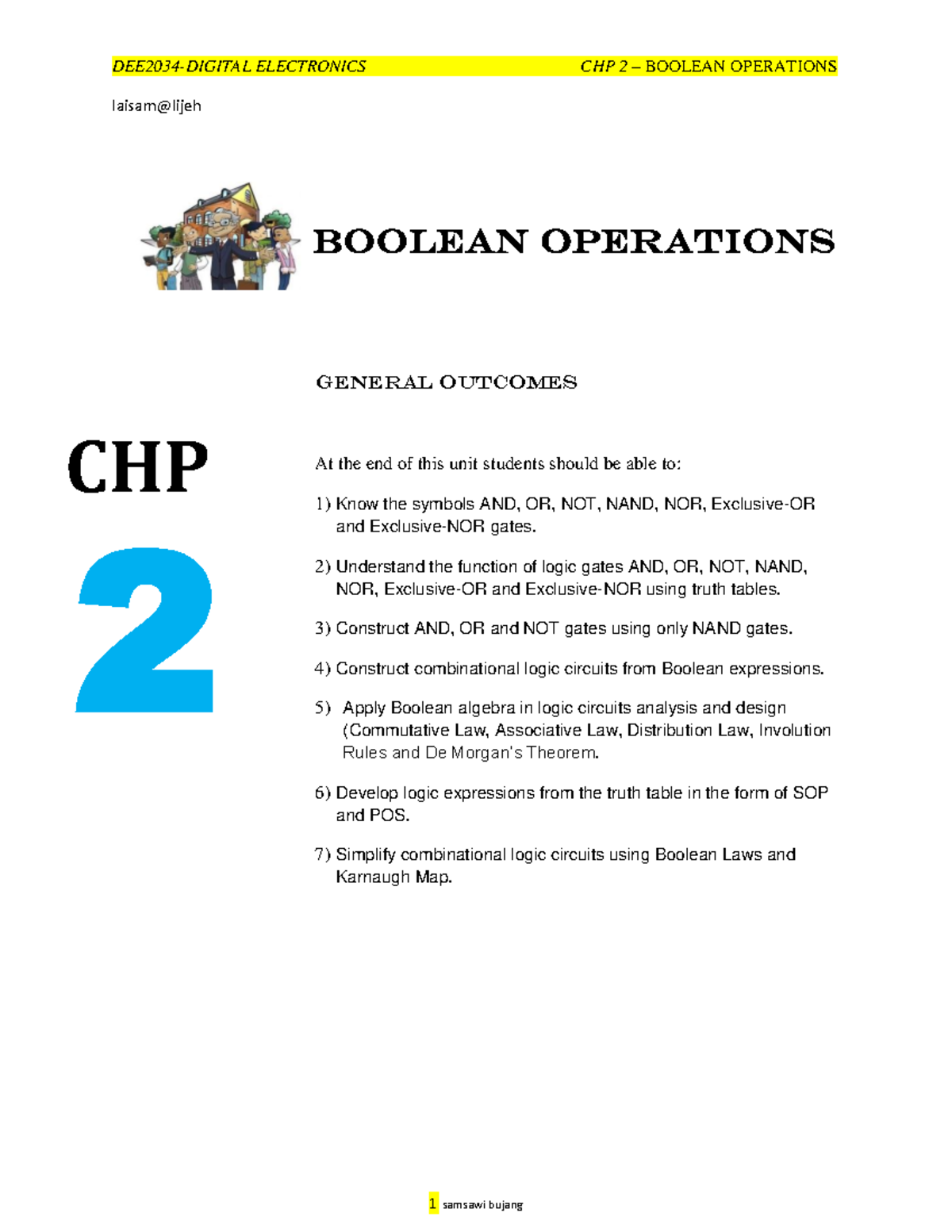Chapter 2: Boolean Operations and Logic Gates Overview - Studocu