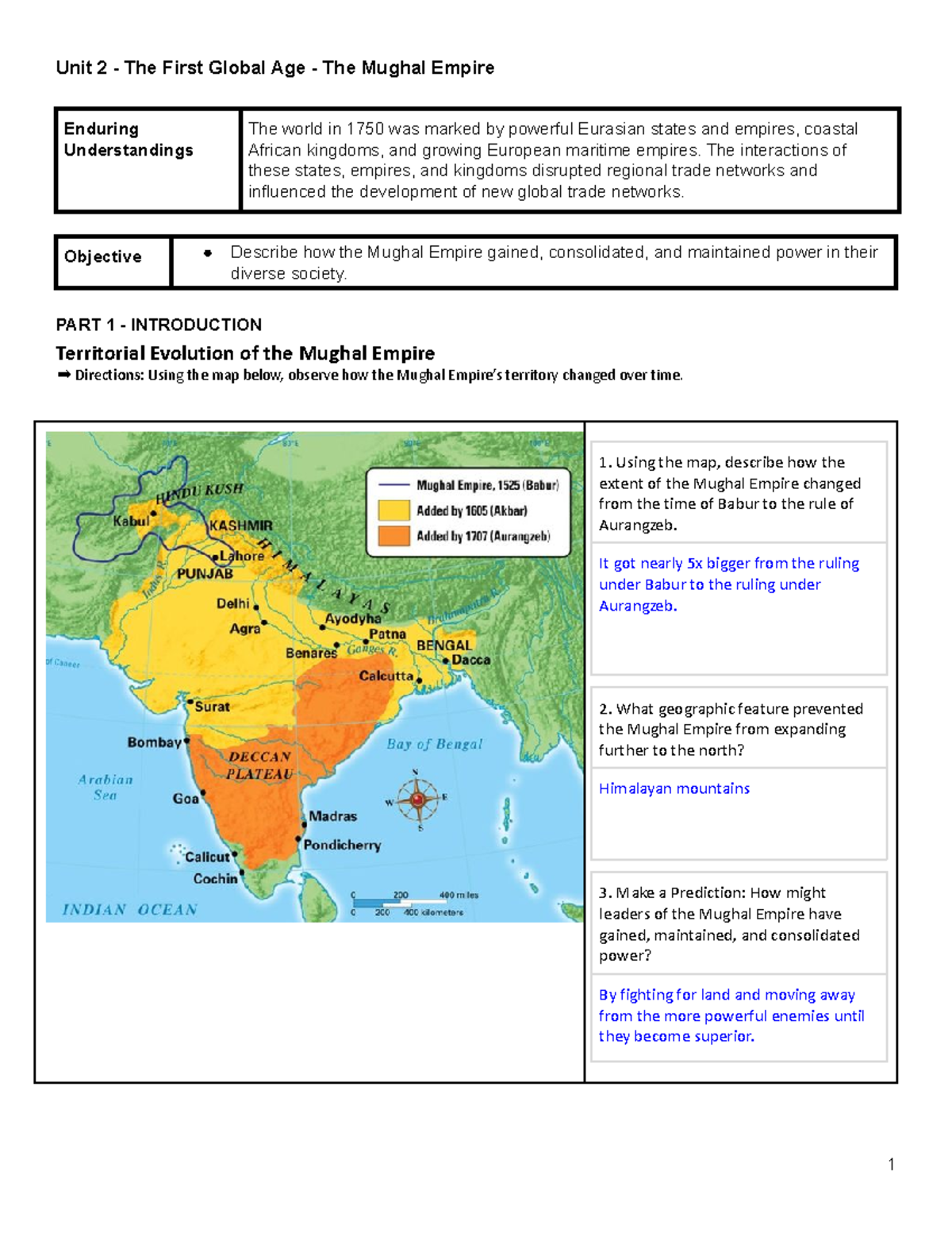World History Lesson 2 - The Mughal Empire Power Dynamics - Studocu