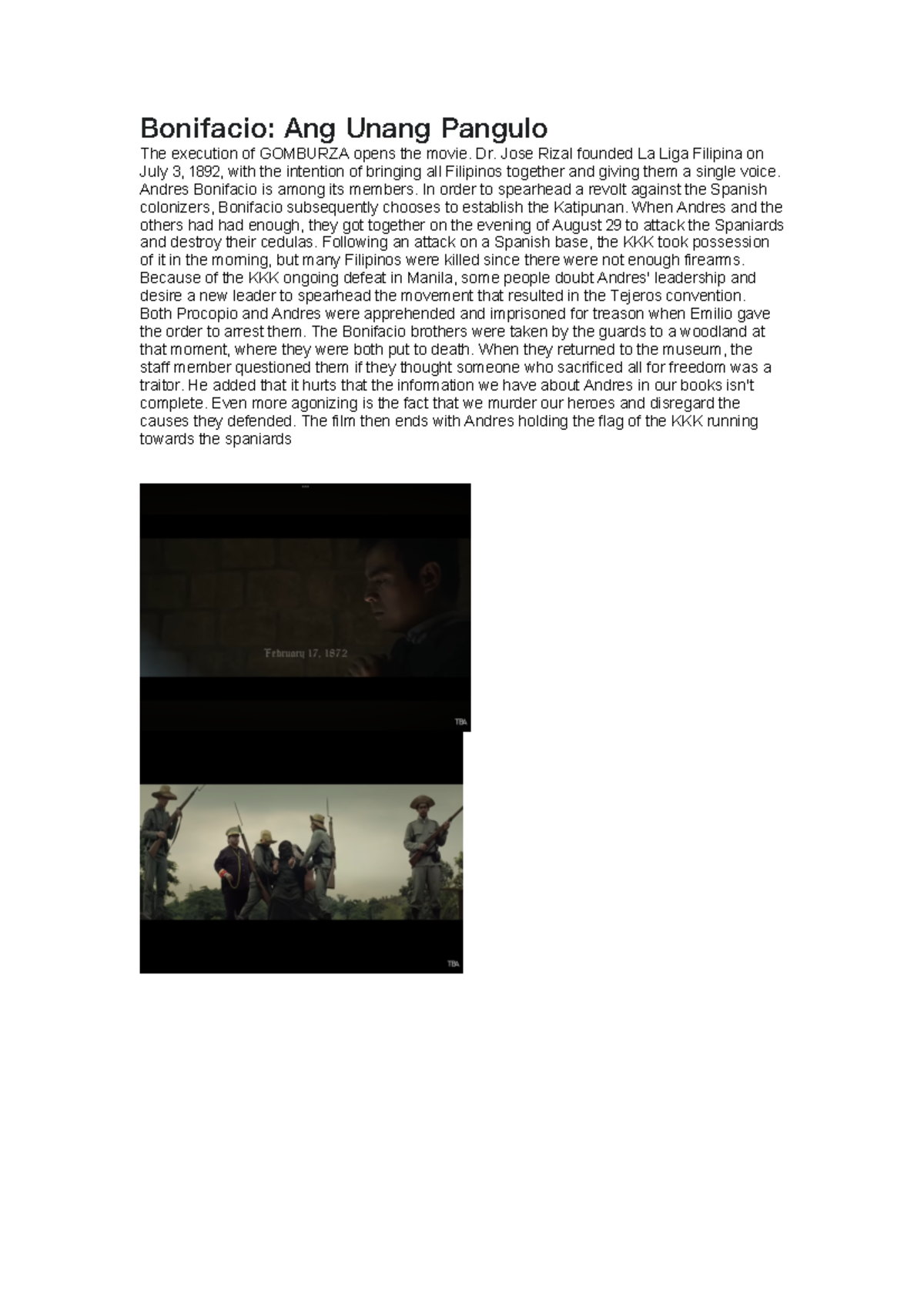 Stephanie pamittan - Bonifacio: Ang Unang Pangulo The execution of ...