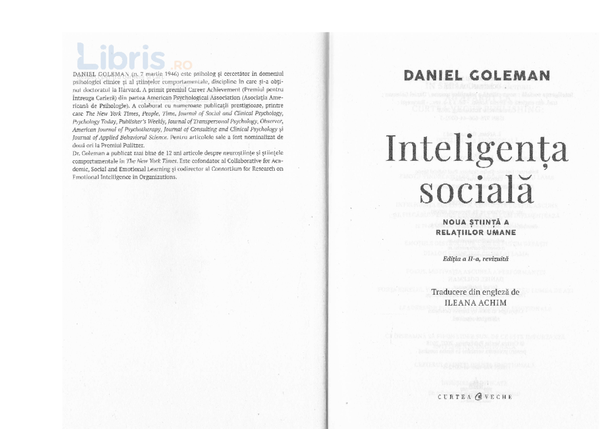 Inteligenta sociala - Daniel Goleman - DANIEL GOLEMAN (n. 7 martie 1946 ...