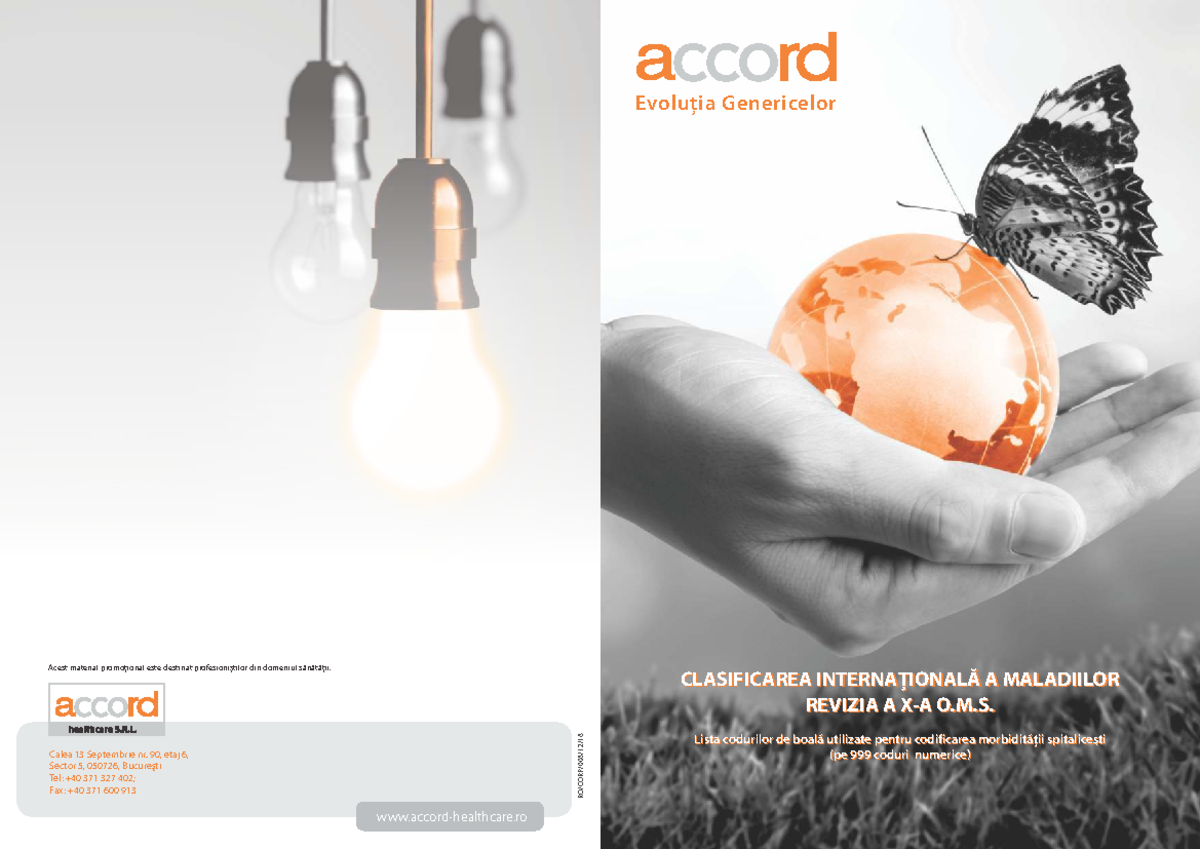 Coduri internaționale de boală pentru profesioniștii în sănătate - Studocu
