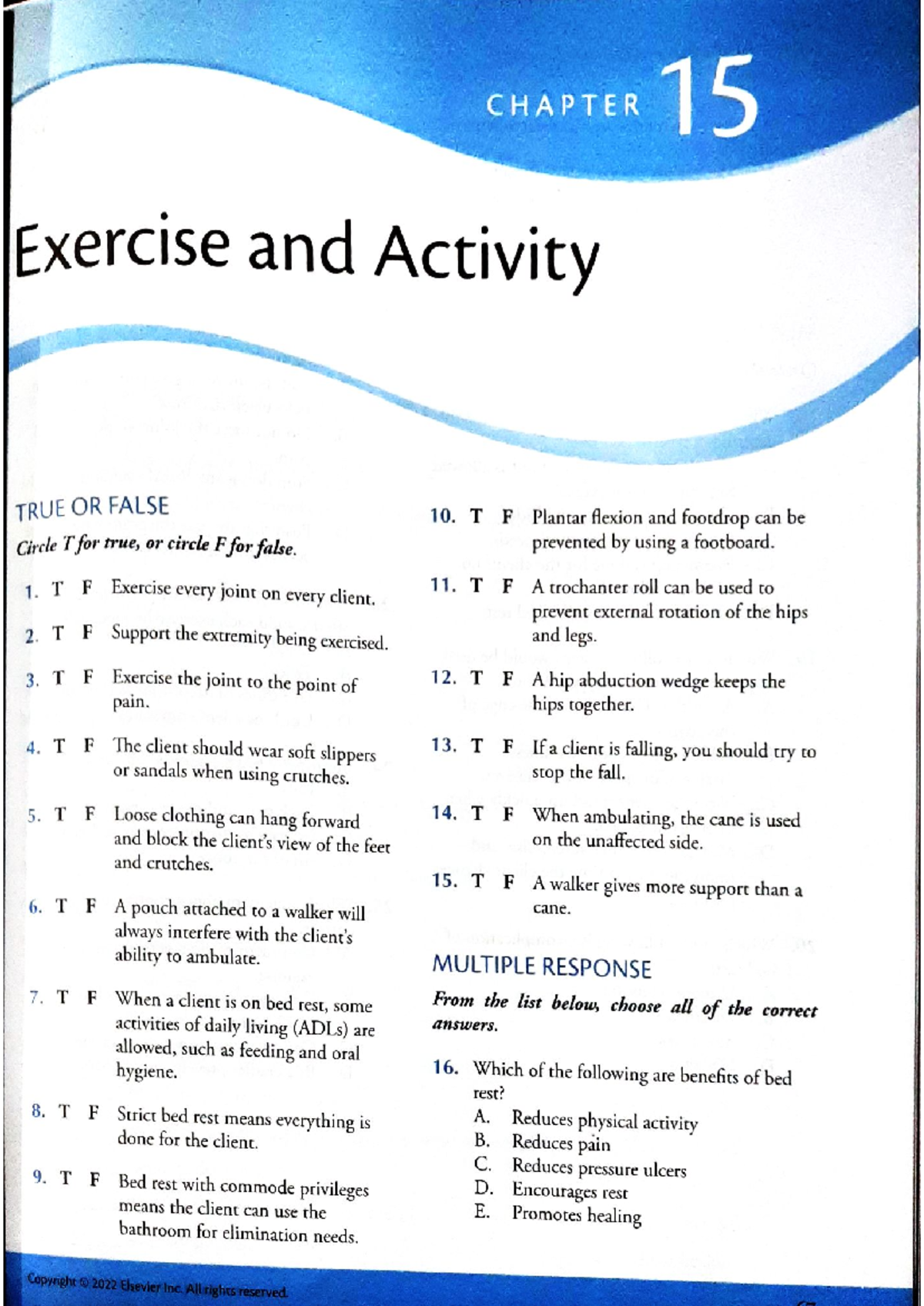 CHAPTER 15 True or False Exercise & Activity Questions - HCAP - Studocu