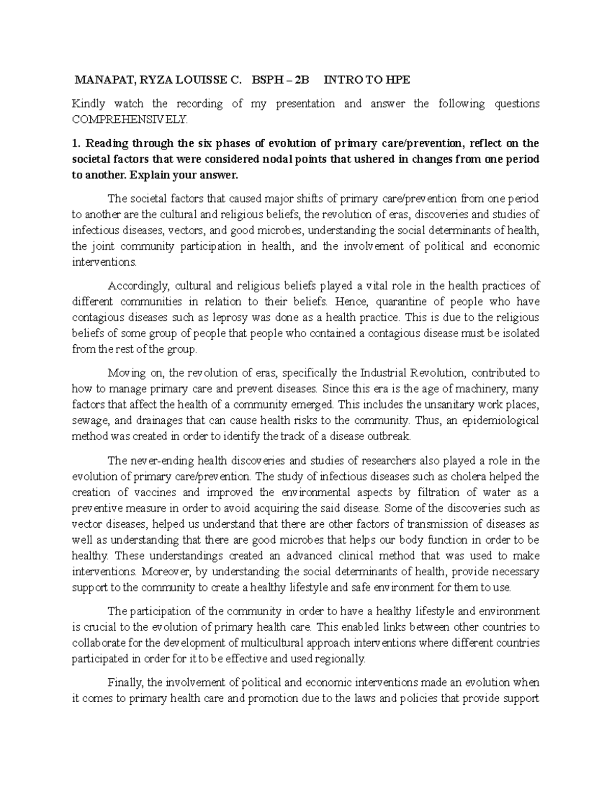 HPE 2B - Activity on Health Promotion and Education Analysis - Studocu