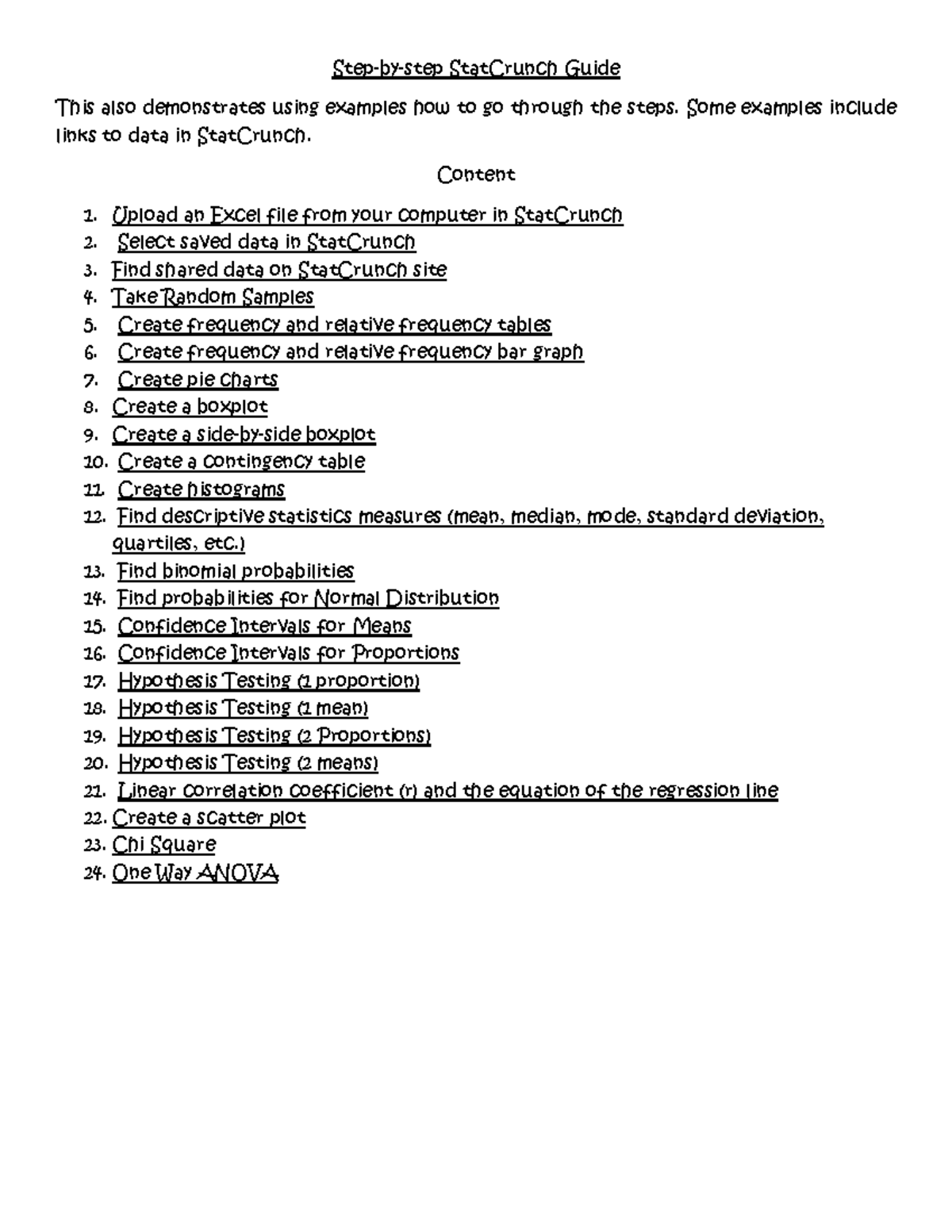 StatCrunch Step-by-Step Guide for Data Analysis Techniques - Studocu
