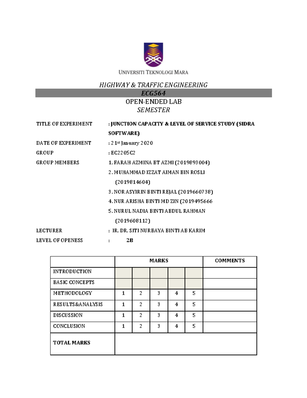 LAB 5 - Junction Capacity & Level of Service Study using SIDRA Software ...
