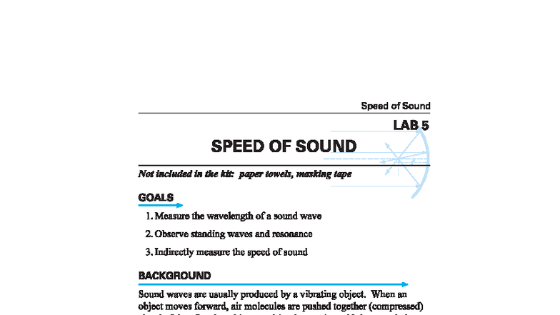 HPY Lab 5: Speed of Sound Experiment Report - Studocu