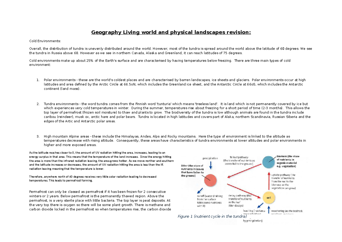 Geography Year 10 Revision: Cold Environments & River Flooding - Studocu
