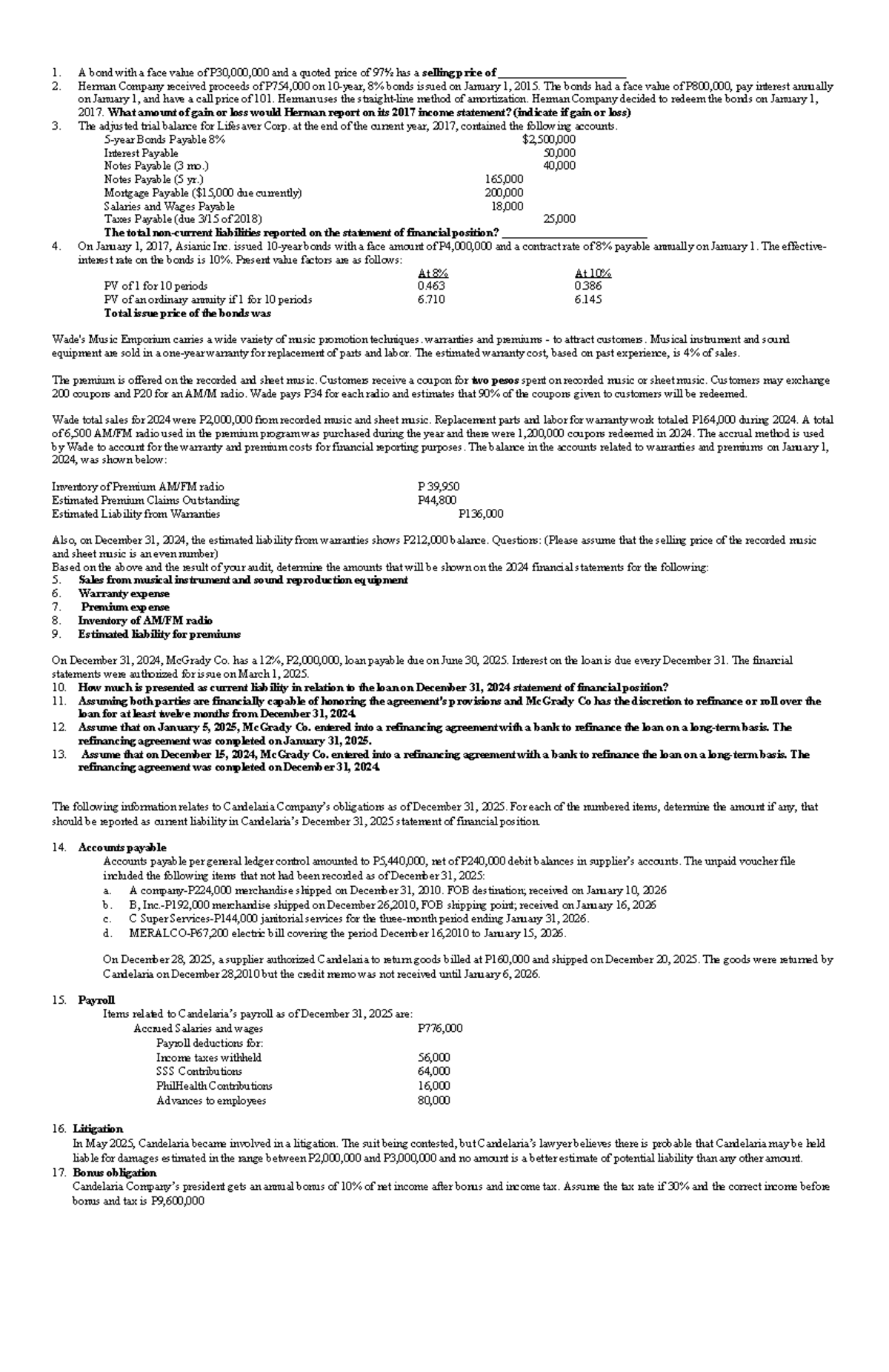 Audit of Liabilities for Course 153: Key Financial Insights and ...