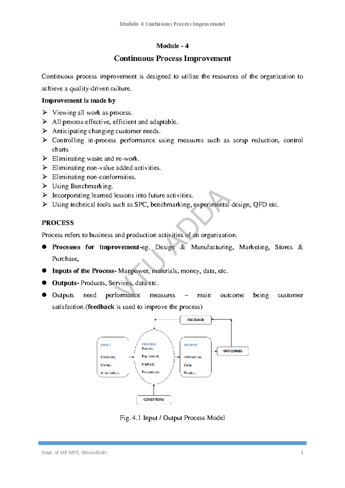 4 ME MITE Continuous Process Improvement Module 4 Notes - Studocu