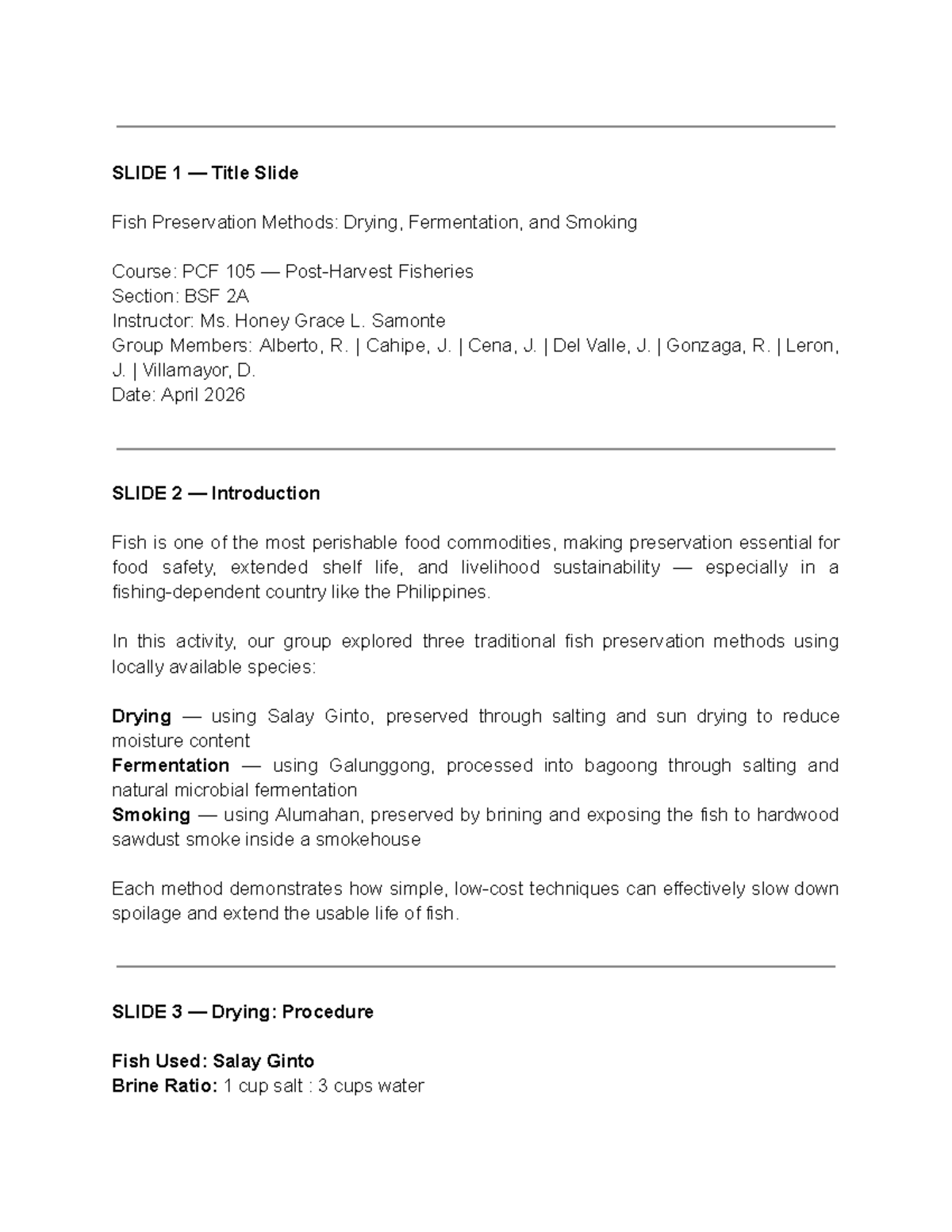 PCF 105 Final Exam: Fish Preservation Methods - Drying, Fermentation ...