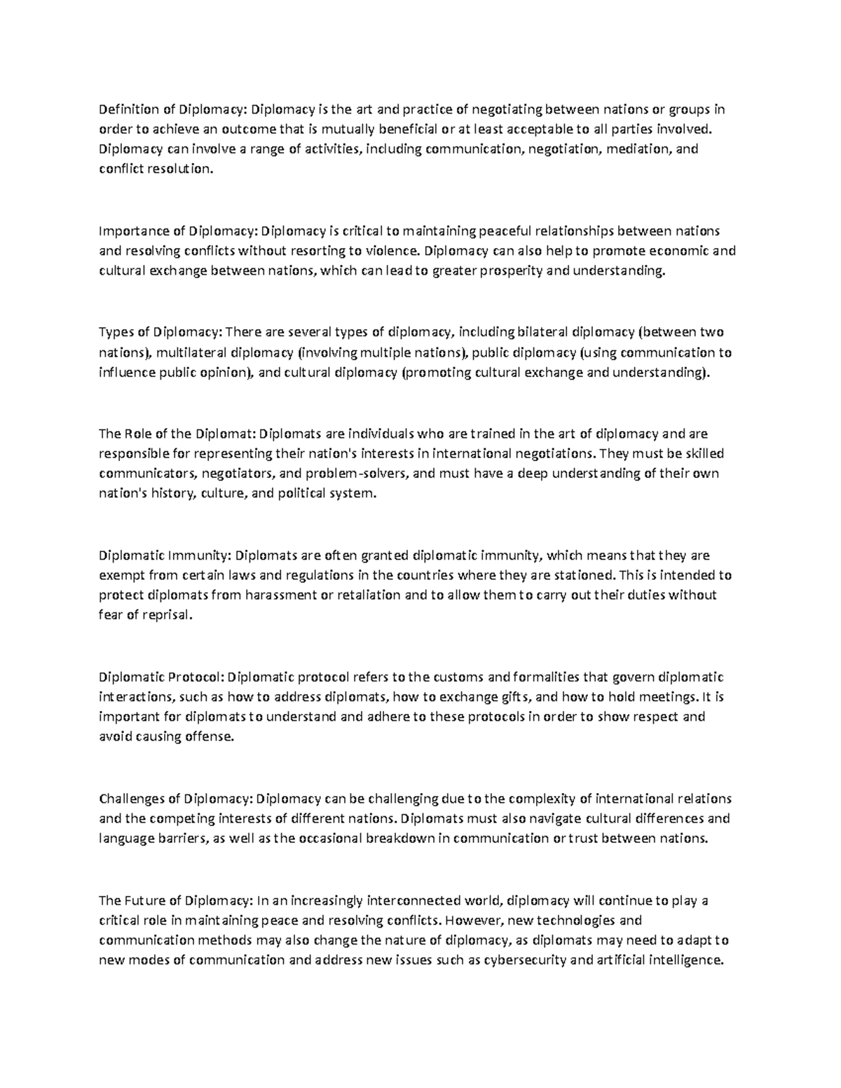 Understanding Diplomacy: Key Concepts and Importance in Global ...