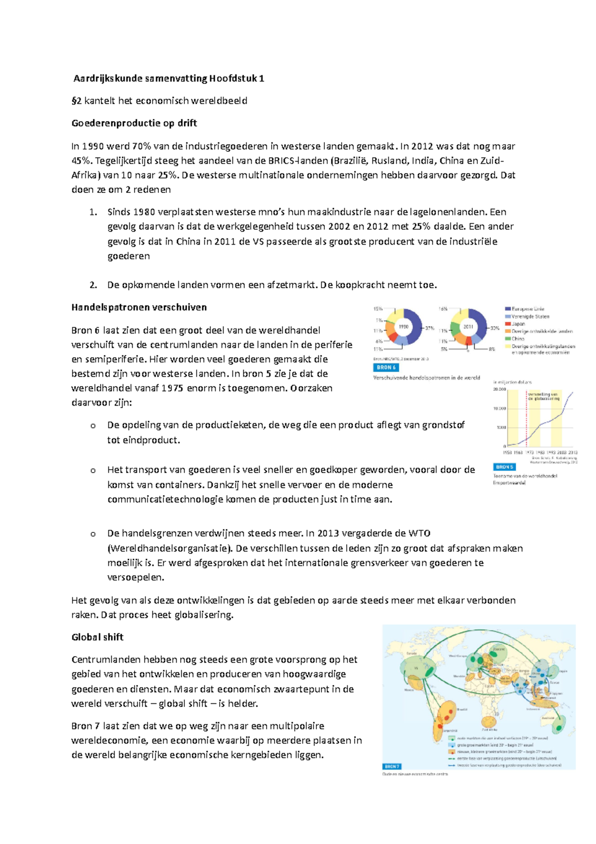 Aardrijkskunde 3vwo Hoofdstuk 1 Samenvatting: Wereldbeeld en ...