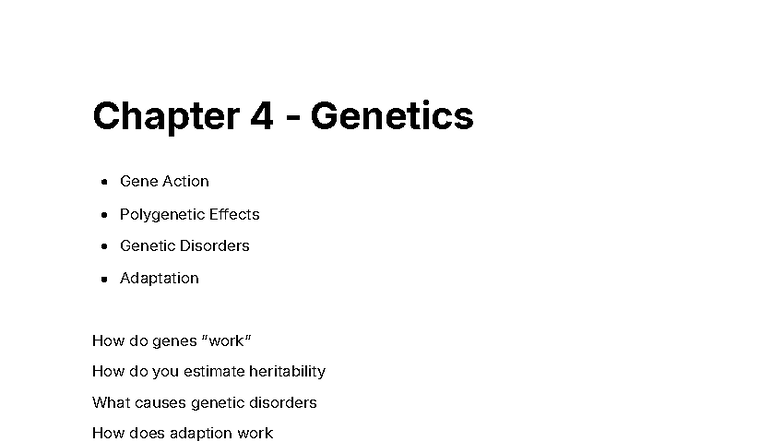 Psychology PSY101 Chapter 4: Genetics, Gene Action, and Disorders - Studocu