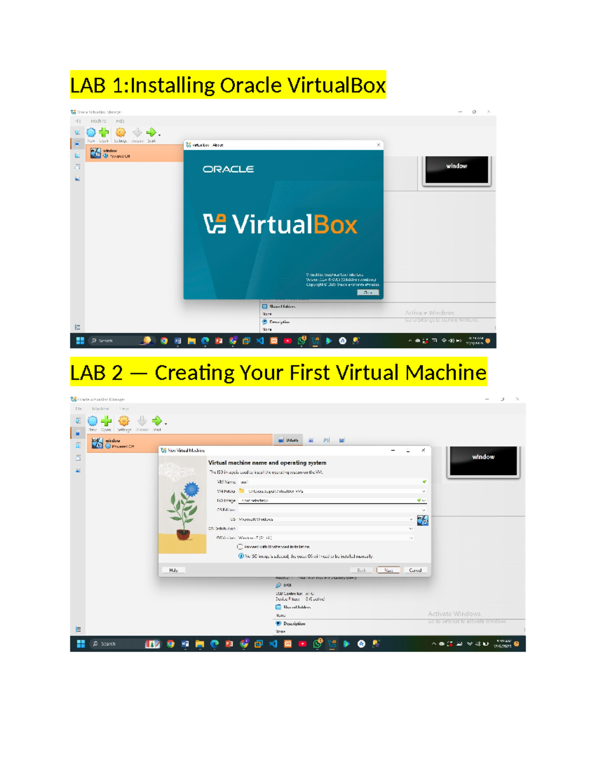 Vs final lab - PRACTICE - BS computer science - LAB 1:Installing Oracle ...