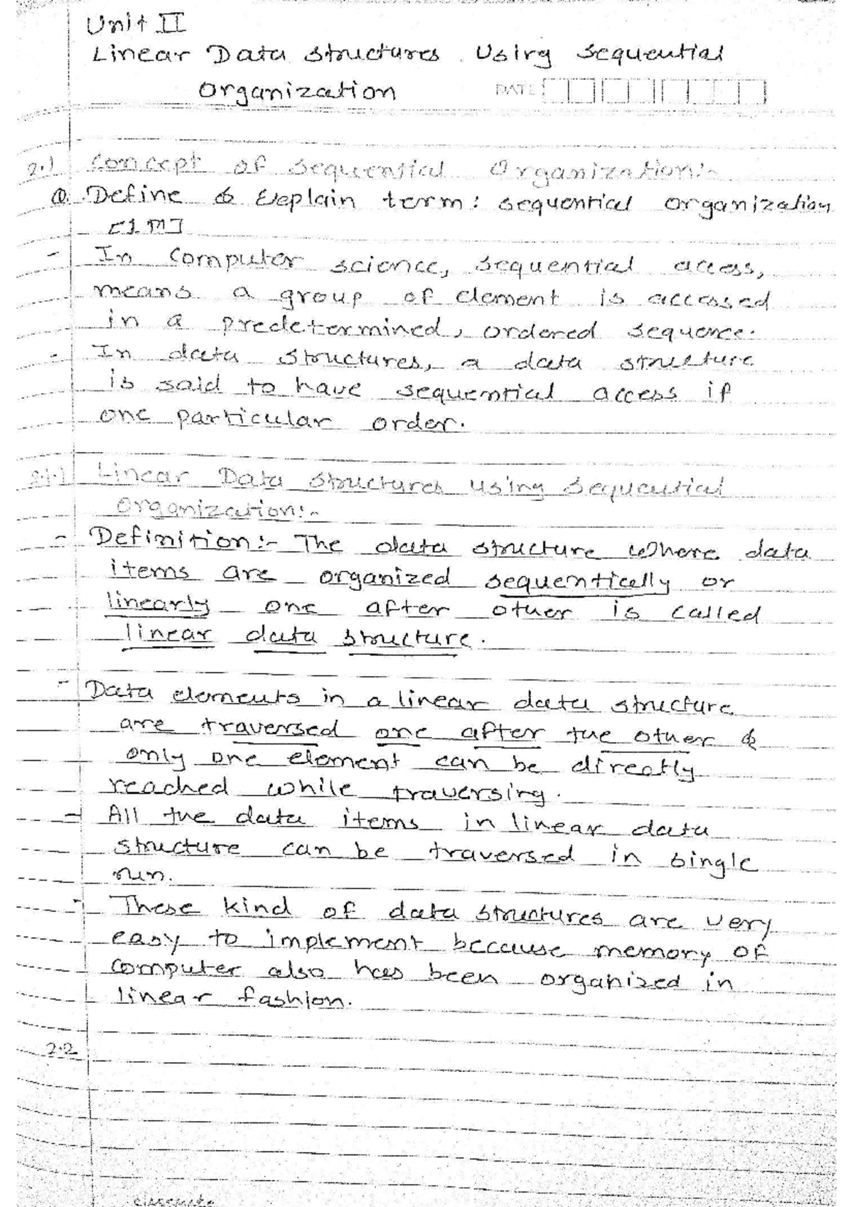FDS 202: Unit II Handwritten Notes on Linear Data Structures - Studocu