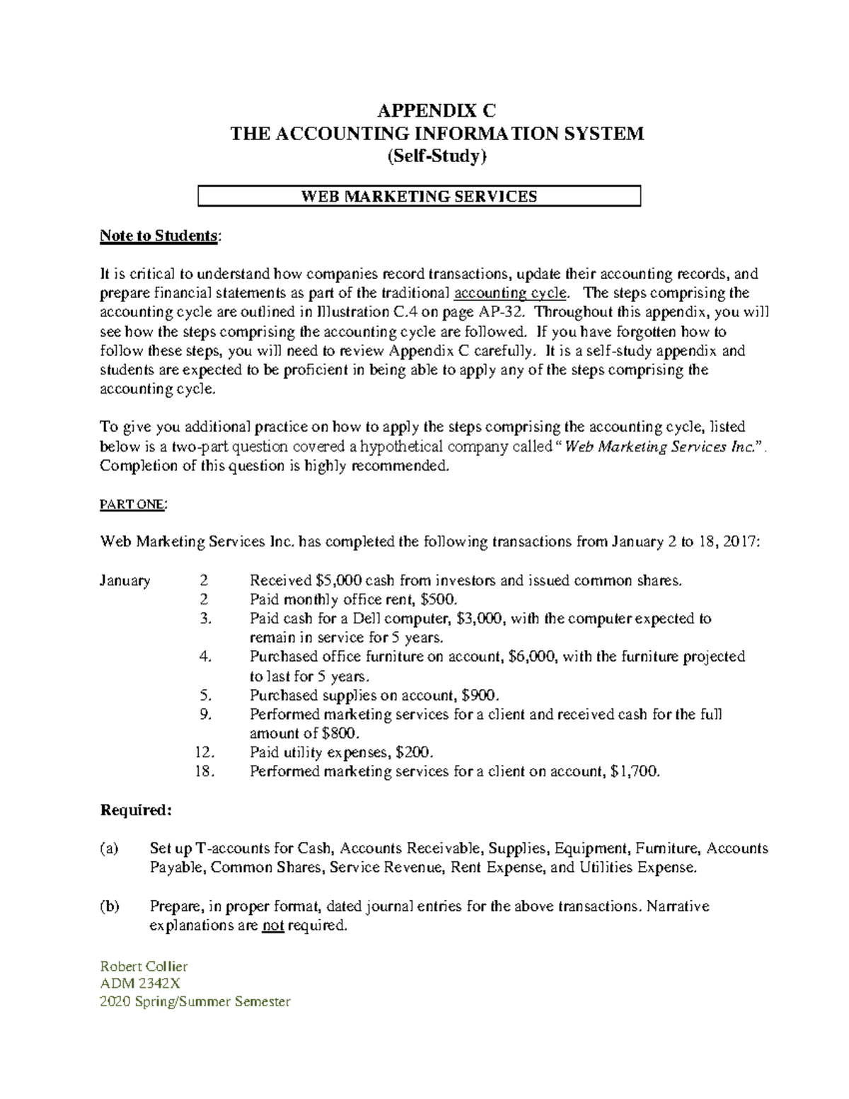 Appendix C - Accounting Information System (AIS Web Marketing Services ...