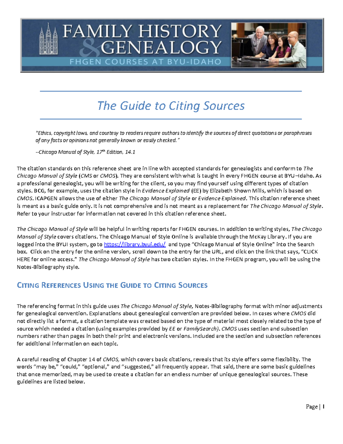 Guide to Citing Sources: 2nd Ed. (Winter 2024) for FHGEN Courses - Studocu