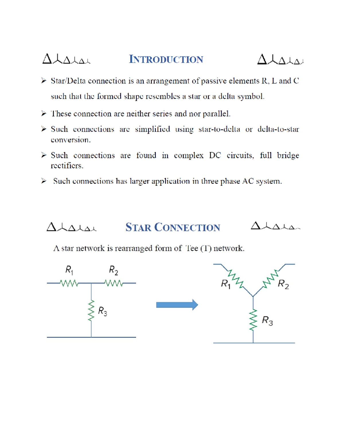 Star-Delta conversion - Alasa INTRODUCTION connection is an arrangement ...