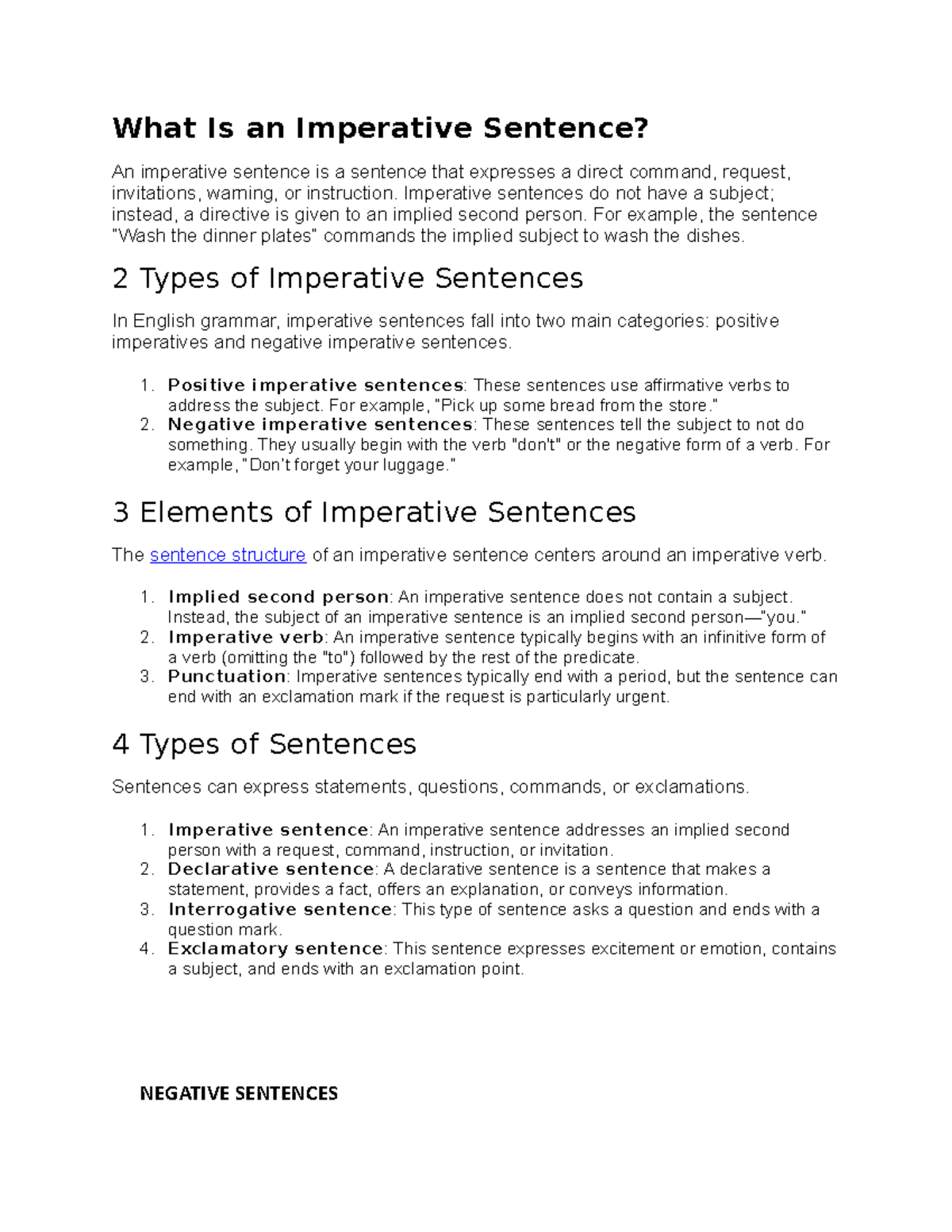 Imperative, negative and negative imperatives - What Is an Imperative ...