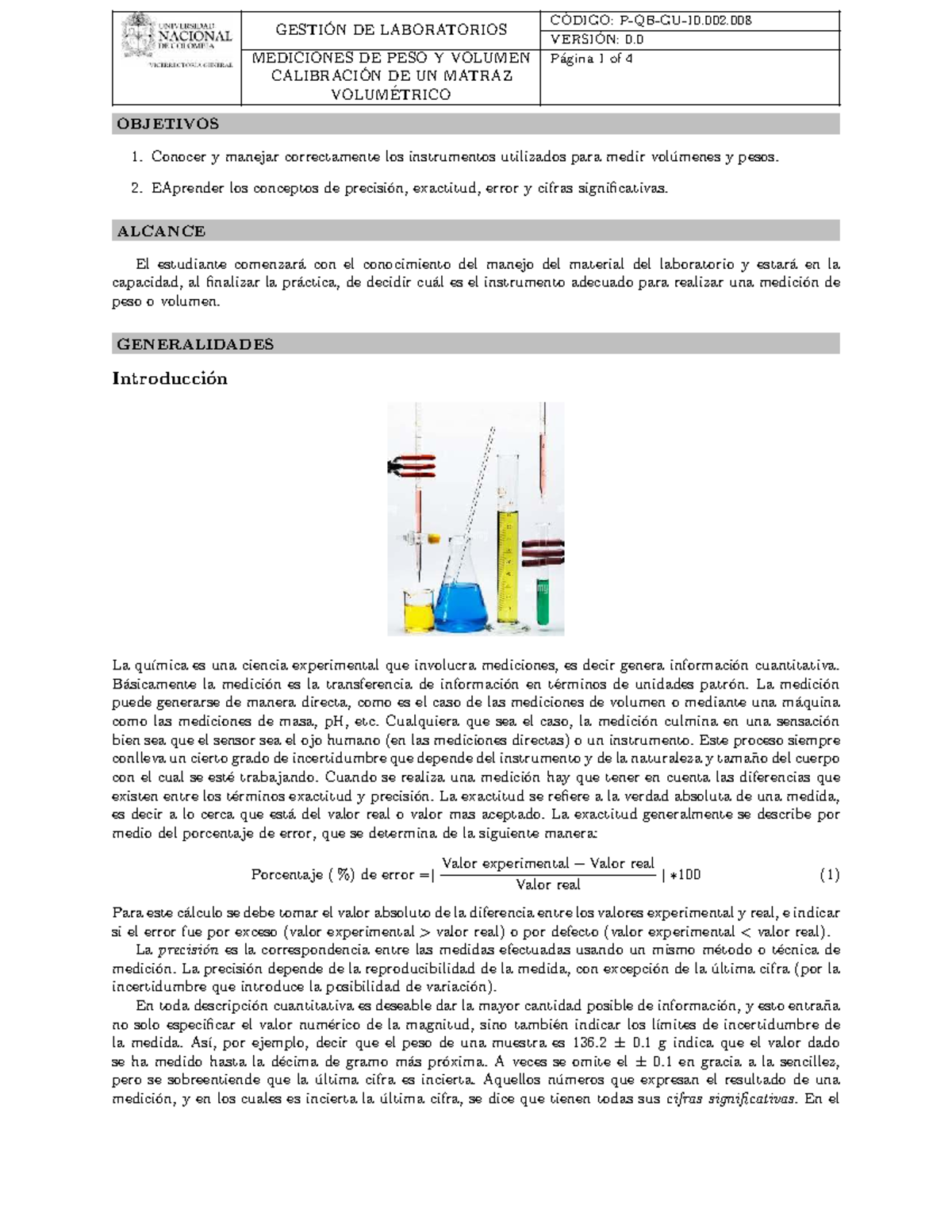 Calibración de Matraz Volumétrico y Mediciones de Peso y Volumen ...