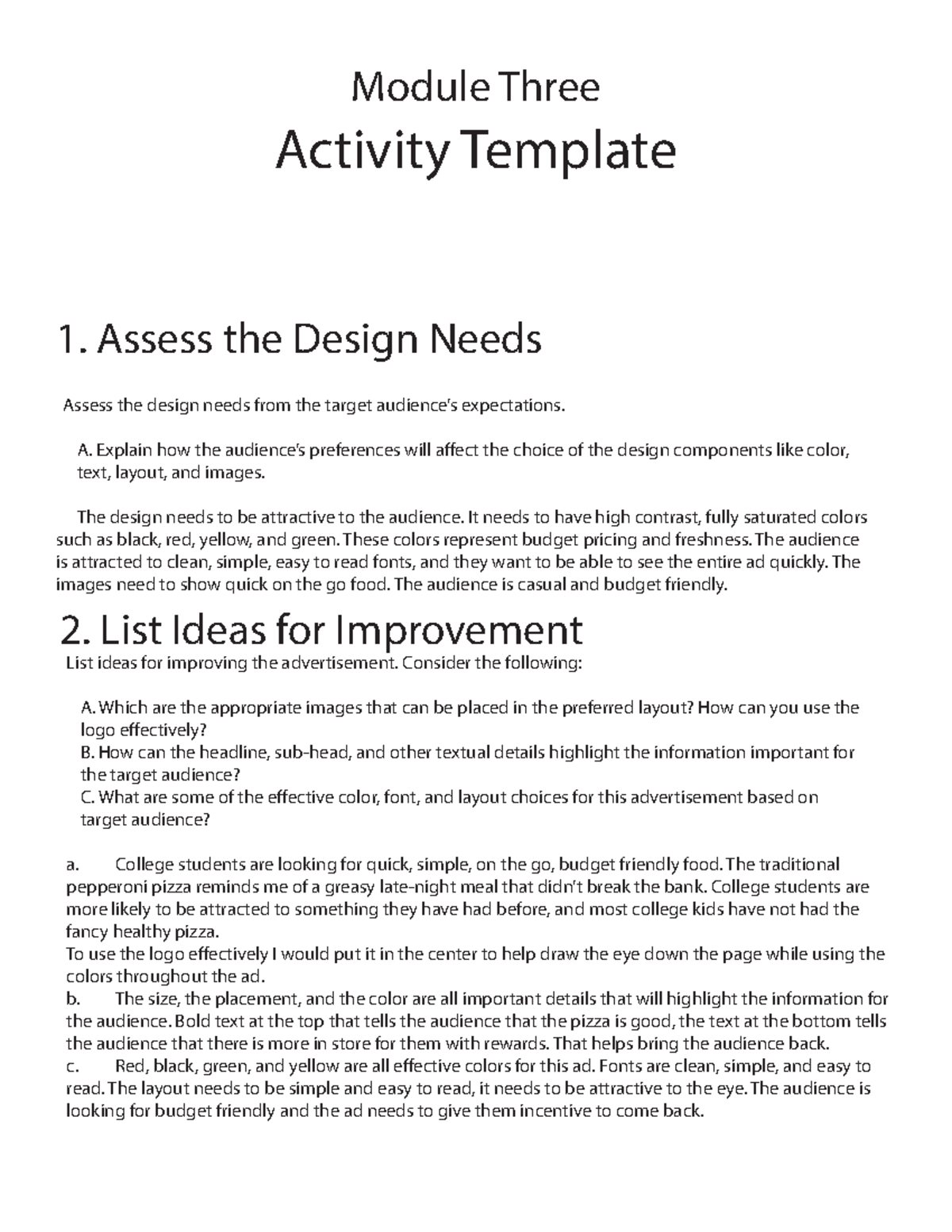 GRA 280 Module Three Activity: Advertisement Design Template - Studocu