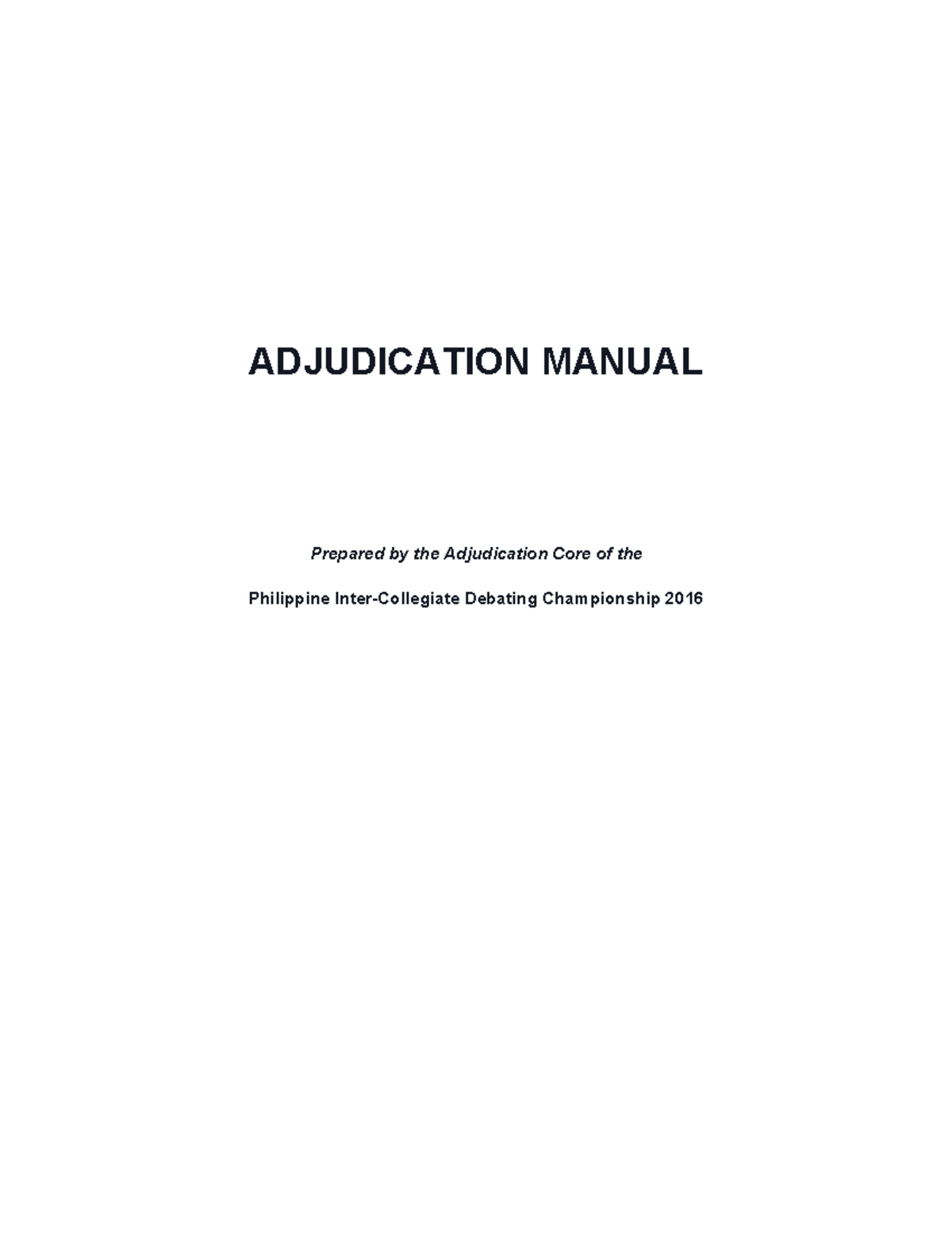 ADJUDICATION MANUAL for PIDC 2016: Tournament Rules & Guidelines - Studocu