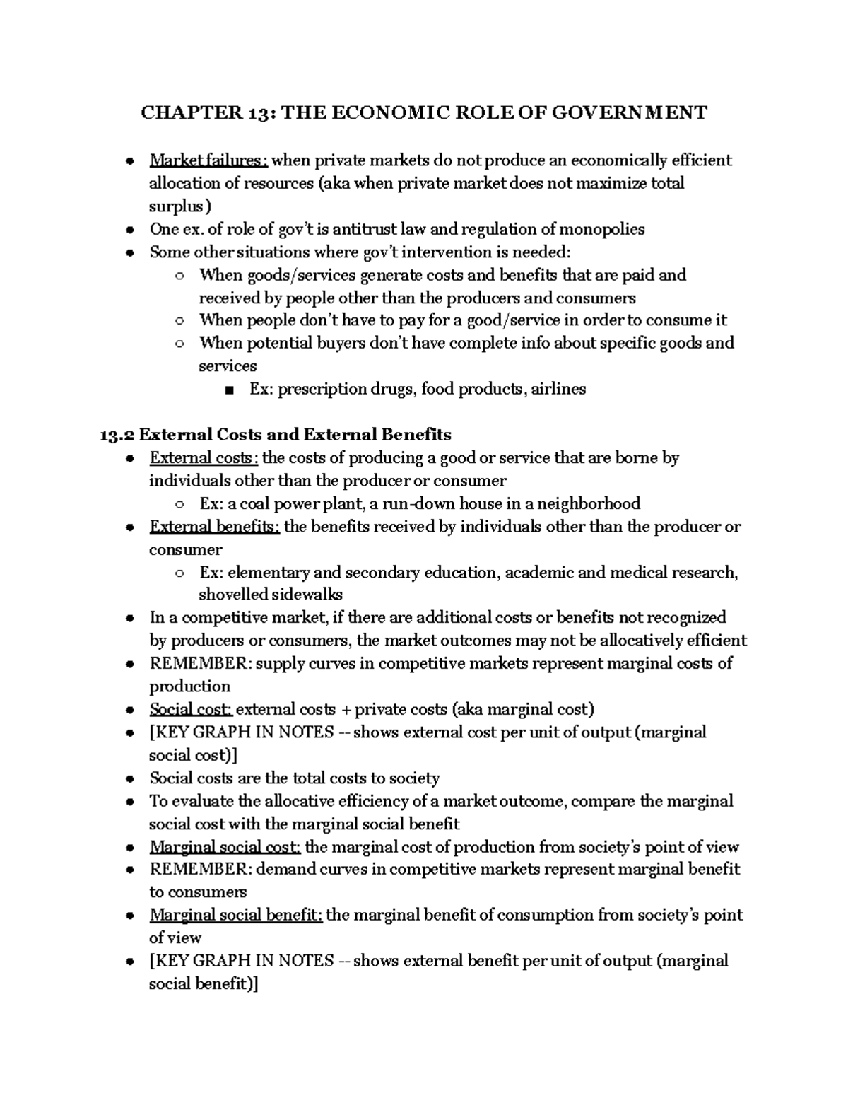 Chapter 13: The Economic Role of Government - Market Failures Explained ...