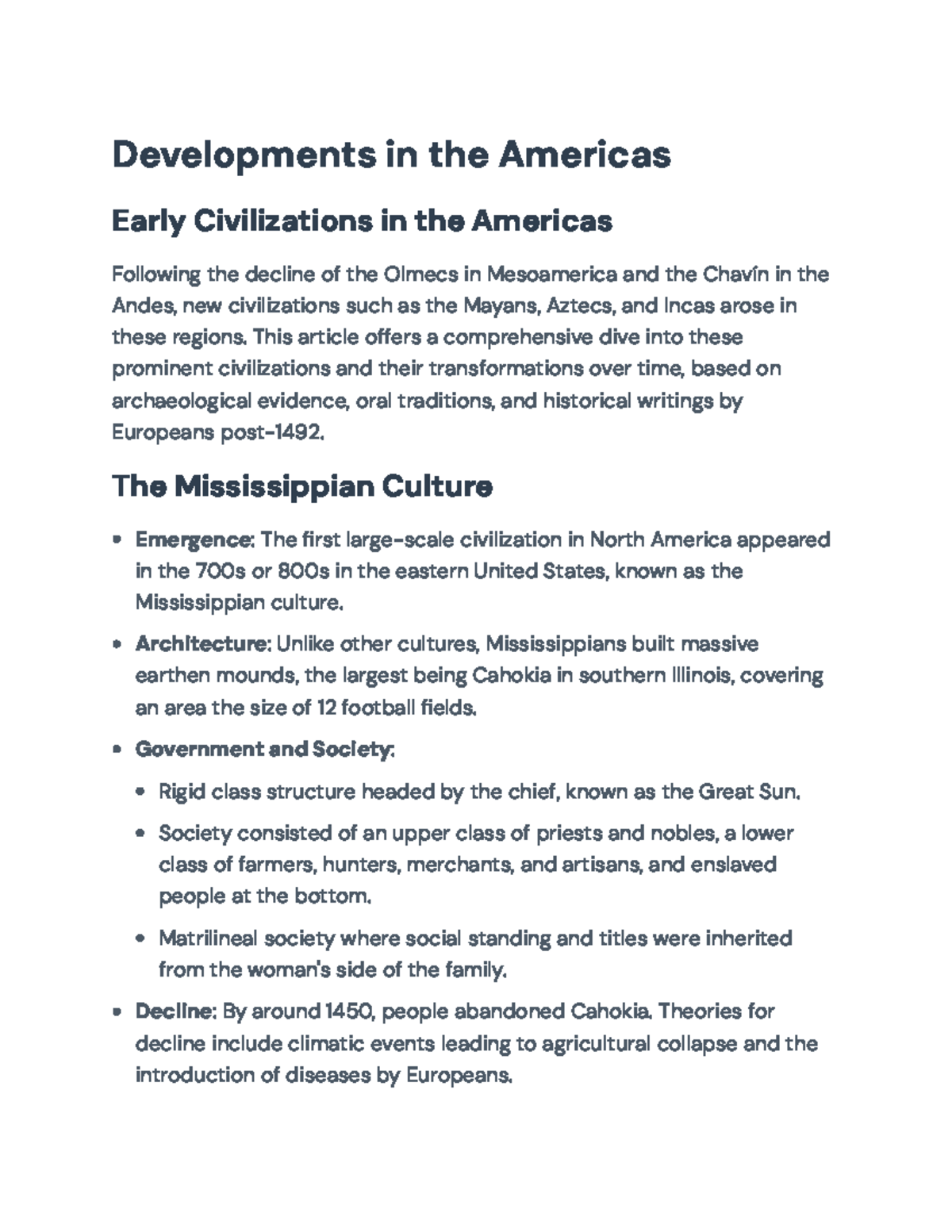 Civilizations of the Americas: Development and Decline Overview ...