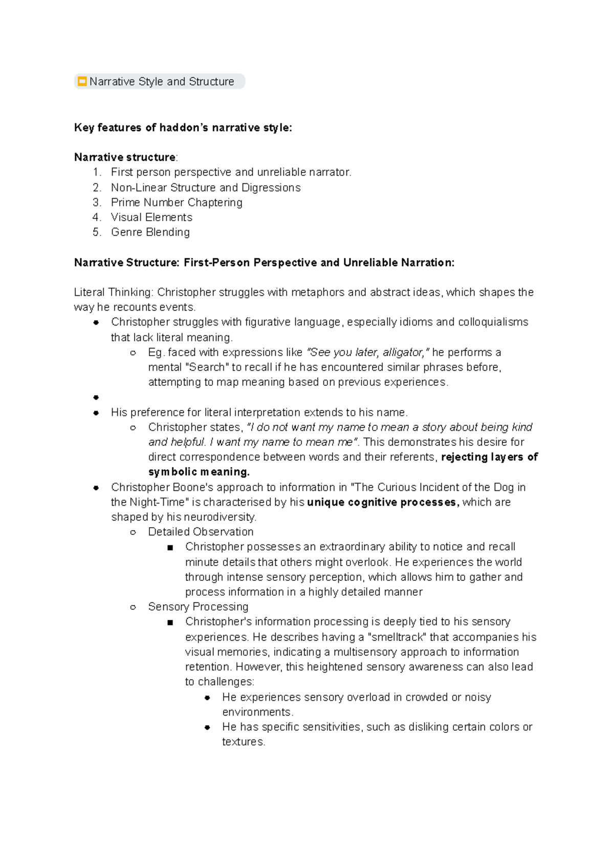 Notes on Narrative Style and Structure in C.I. of the Dog (ENG 101 ...
