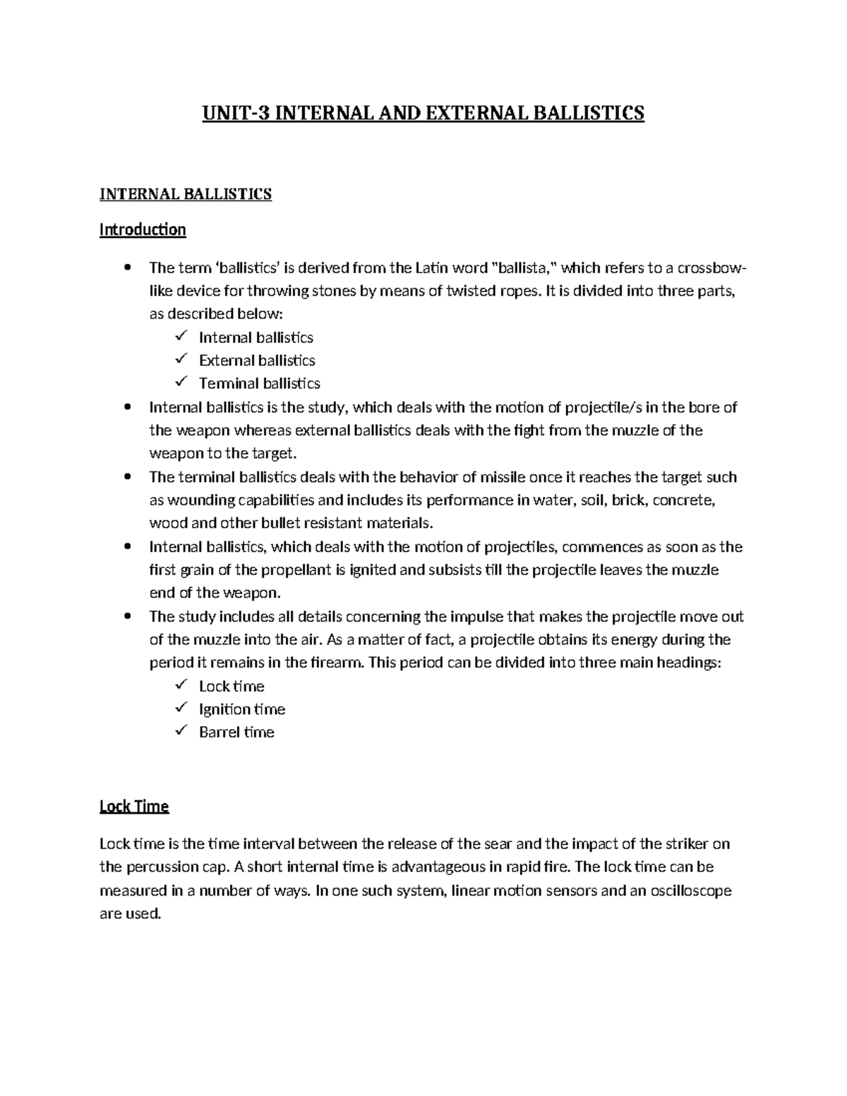 INTERNAL AND EXTERNAL BALLISTICS - Understanding Key Concepts - Studocu
