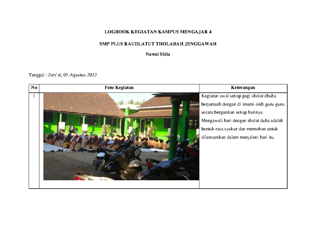 Logbook hari kelima - LOGBOOK KEGIATAN KAMPUS MENGAJAR 4 SMP PLUS ...