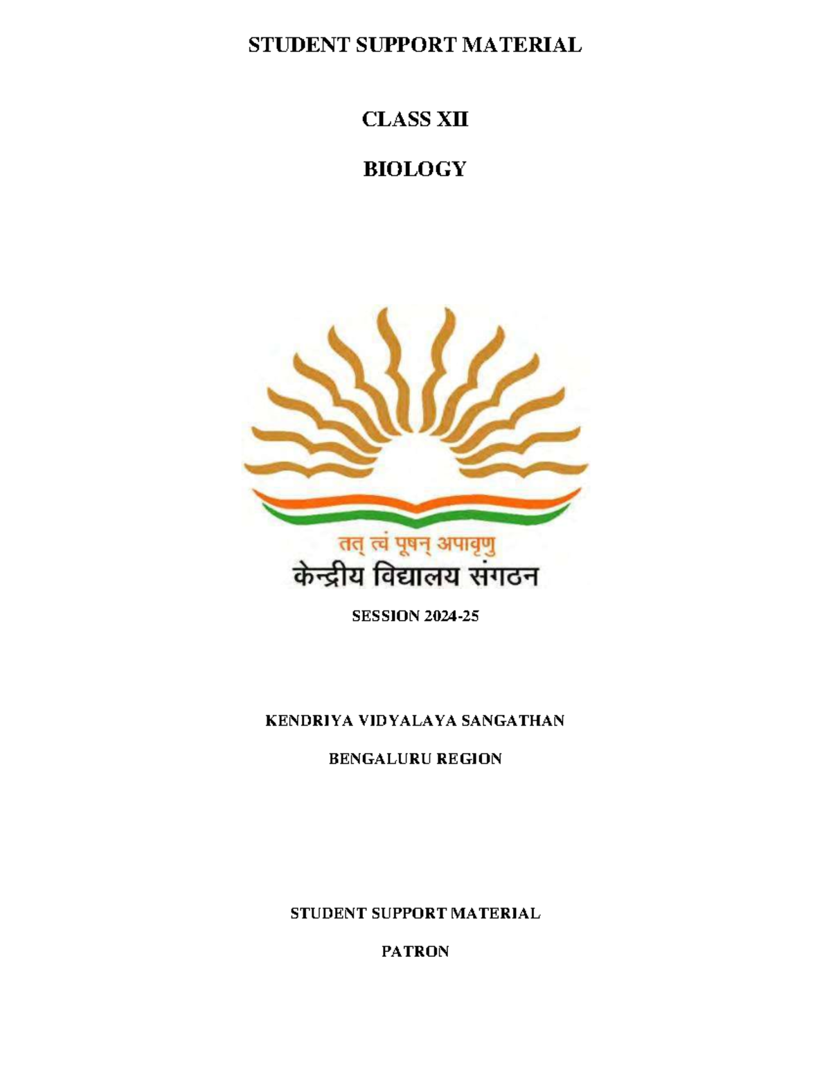 Class XII Biology Support Material: Key Topics for 2024-25 - Studocu