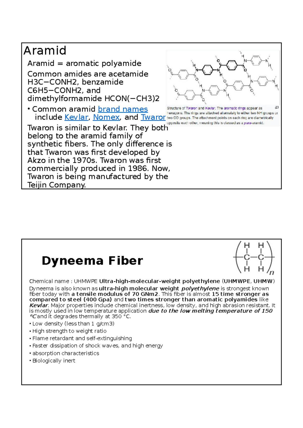 Technical Fibers - converted - Aramid Aramid = aromatic polyamide ...