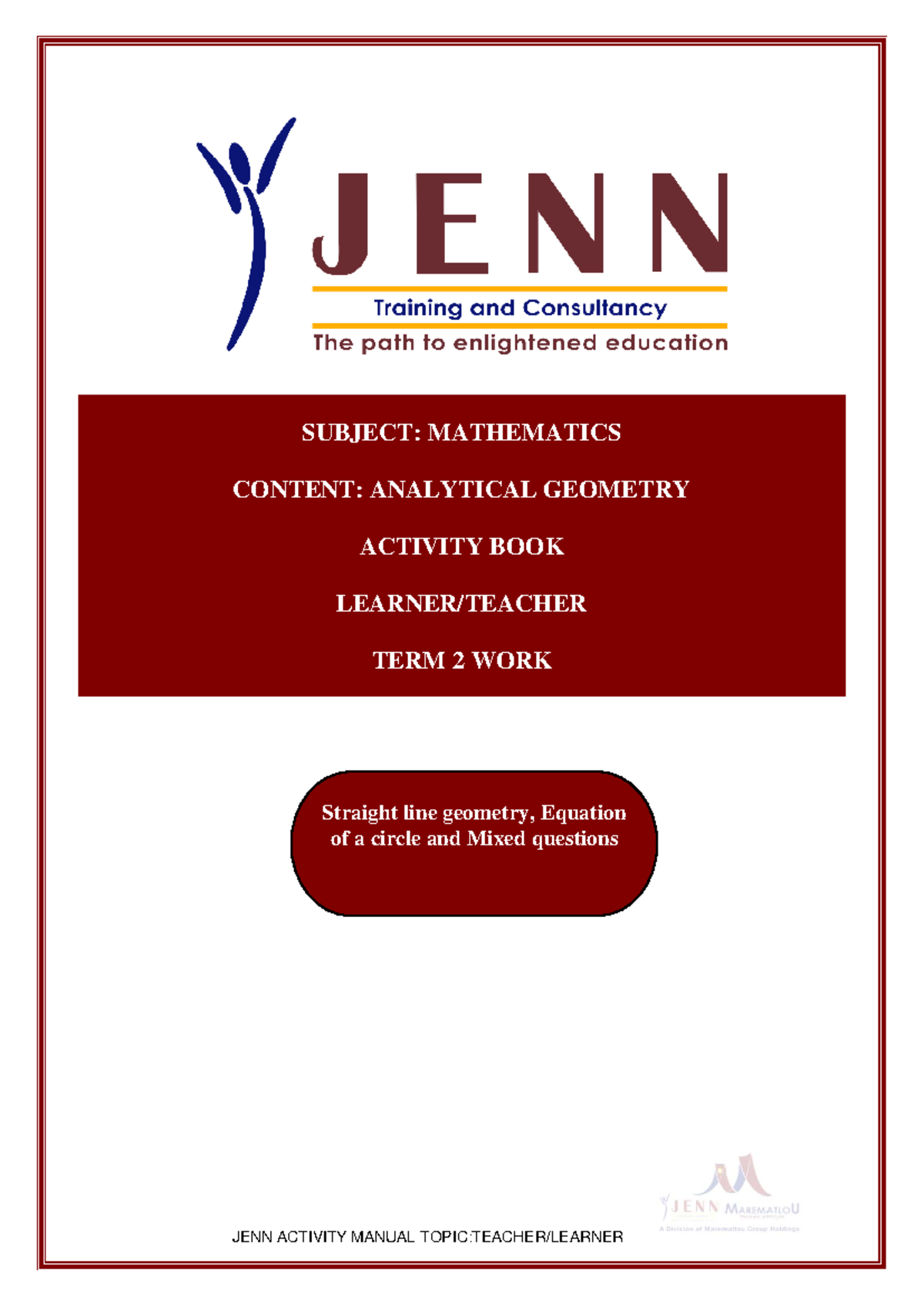 Mathematics Activity Book: Analytical Geometry Term 2 (Gr 12) - Studocu