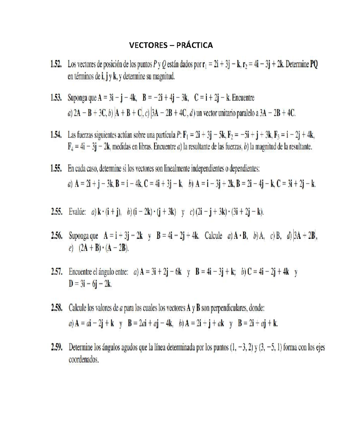 Vectores Práctica 1: Ejercicios y Problemas Resueltos - Studocu