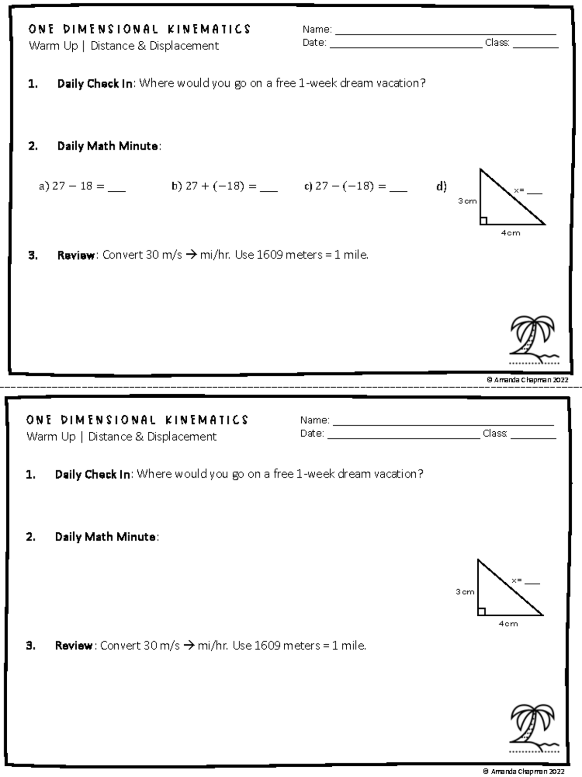 K.2 One Dimensional Kinematics Lesson: Distance & Displacement - Studocu