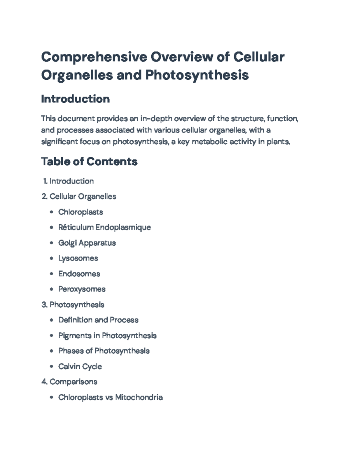 Comprehensive Study of Cellular Organelles & Photosynthesis (Bio 101 ...