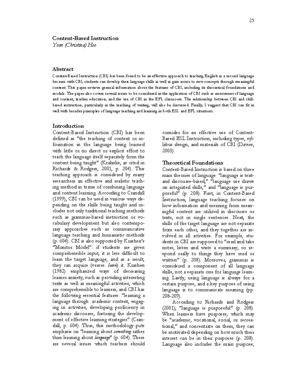 CBI-2: Exploring Content-Based Instruction in ESL/EFL Teaching - Studocu