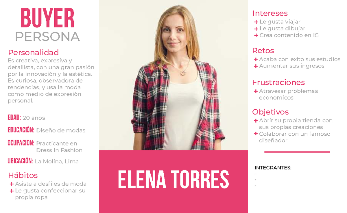 Buyer Persona Moda UTP - BUYER Elena torres EDAD: PERSONA Personalidad ...